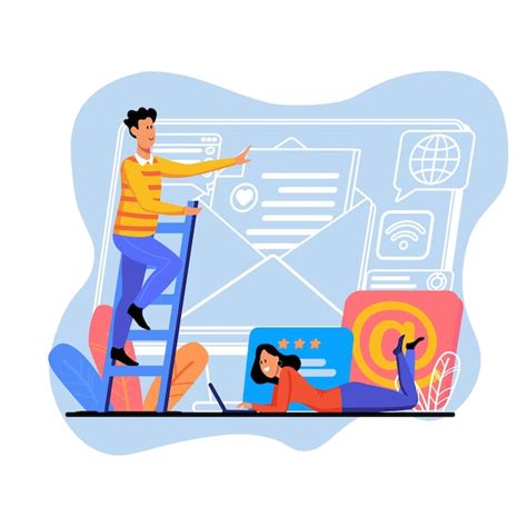 premium vector blue concept mail service with people scene in the