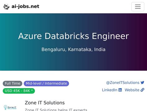 Hiring Azure Databricks Engineer In Bengaluru Karnataka India Raimljobs