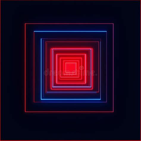 Dynamic Interplay Of Red And Blue Neon Squares Creates An Infinite Tunnel Effect In A Dark