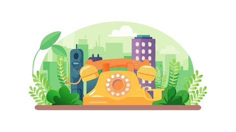 Urban Rotary Phone Retro City Communication Vector Design Generative Ai Stock Vector