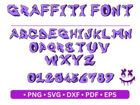 Purple Graffiti Font Digital Downloads Graffiti Letter Alphabet