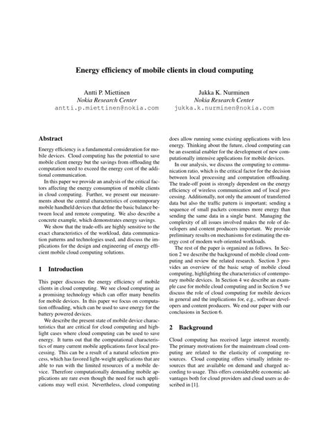 Pdf Energy Efficiency Of Mobile Clients In Cloud Computing