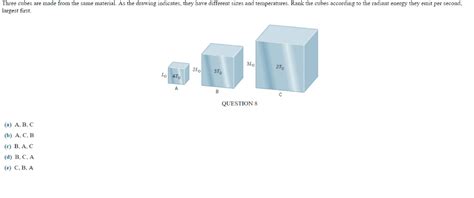 Solved Three Cubes Are Made From The Same Material As The Chegg Com