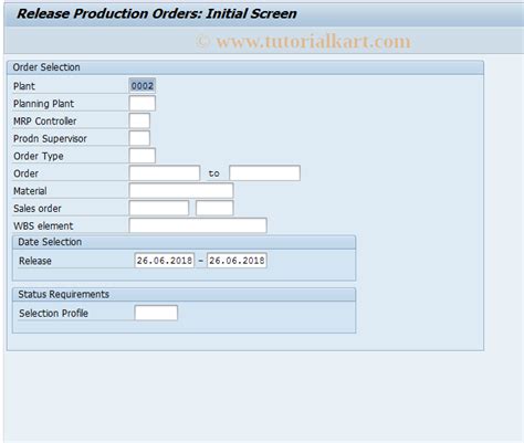 CO SAP Tcode Collective Release Of Production Orders