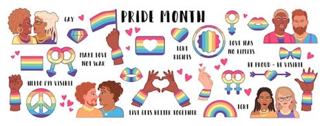 프라이드 플래그 성별 표시 무지개가 있는 Lgbtq 커뮤니티 기호 모음입니다 프라이드 월 개념입니다 게이 퍼레이드 기호 Lgbtq 아이콘 세트입니다 게이