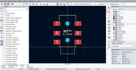 Kicad Footprint Pj313d 35 Mm Female Audio Jack Smd Kicad Rookie