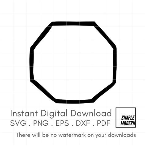 hand drawn octagon svg cute octagon shape drawing outline instant download for personal and