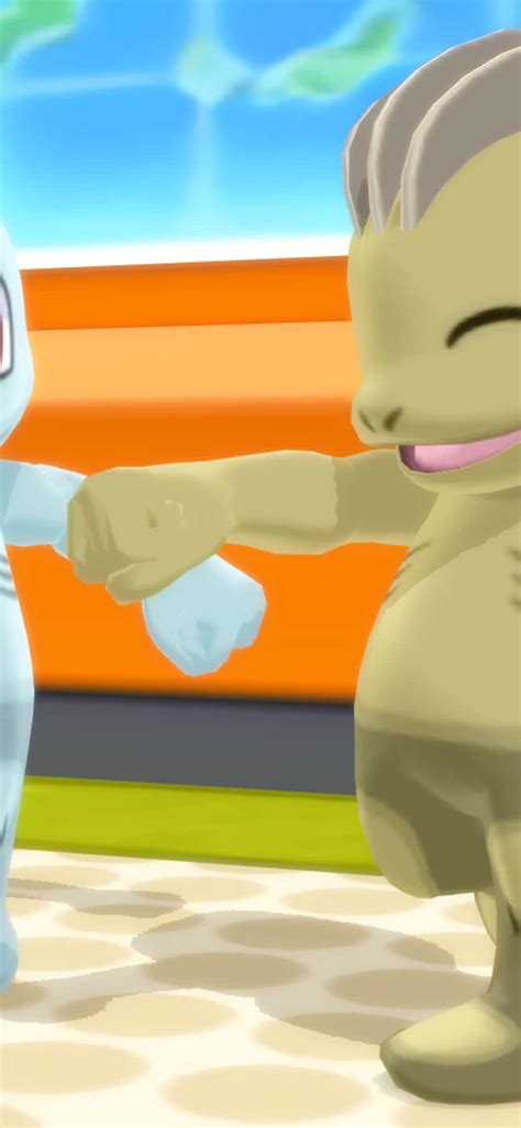 Download Shiny Machop Pokemon With Smiling Eyes Wallpaper