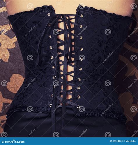 Woman Wearing Black Corset Stock Image Image Of Nostalgia 53514701
