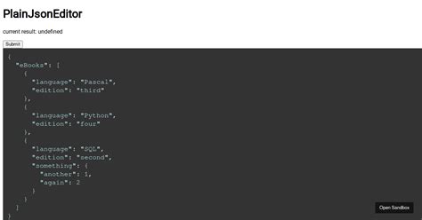react plain json editor examples codesandbox
