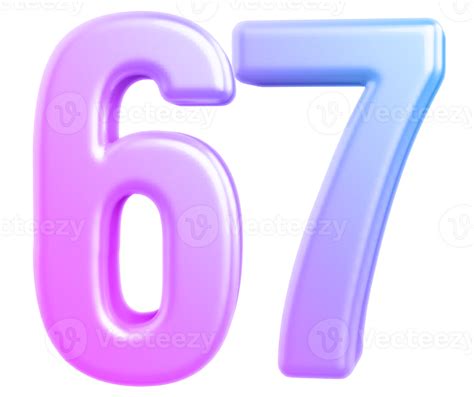 3d Number 67 Gradient 36309197 Png