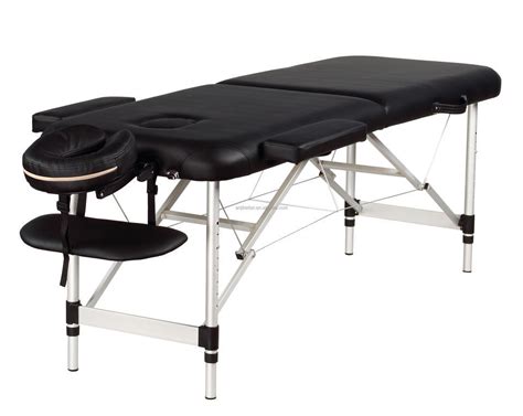 Foldable 2 Section Aluminium Massage Table Round Corner Leather Massage