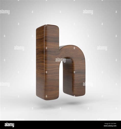 Letter H Lowercase On White Background Dark Oak 3d Rendered Font With Brown Wood Texture Stock