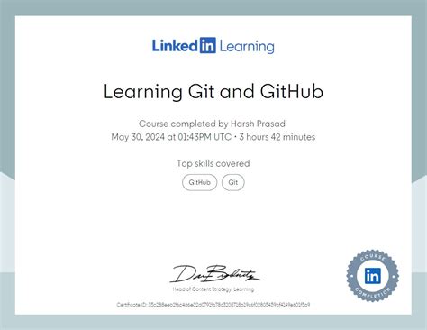 harsh prasad on linkedin git github certification techskills