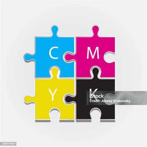 색 구성표 Cmyk는 네 가지 퍼즐로 묘사되었습니다 Cmyk에 대한 스톡 벡터 아트 및 기타 이미지 Cmyk 예술 3차원 형태 Istock