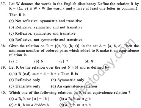 Jee Mathematics Relation And Functions Mcqs Set C With Answers