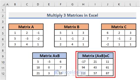 How To Multiply 3 Matrices In Excel 2 Easy Methods Exceldemy