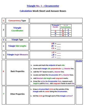 4 Points Of Concurrency Triangle Calculation And Graphing Project
