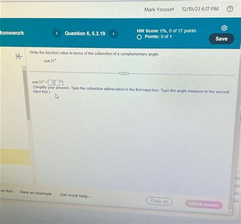 Solved Write The Function Value In Terms Of The Cofunction