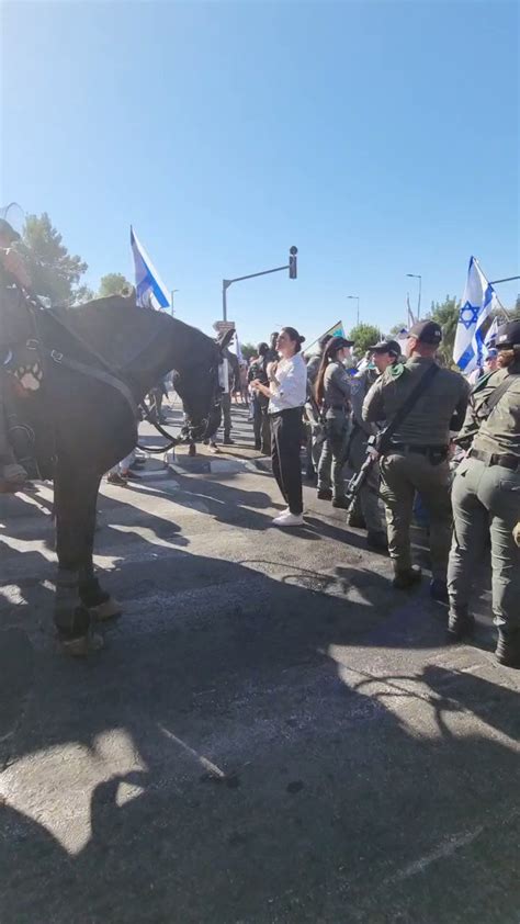 Efrat Rayten אפרת רייטן On Twitter מול פרשי המשטרה במחאה מול הכנסת מפצירה בהם לא לפגוע