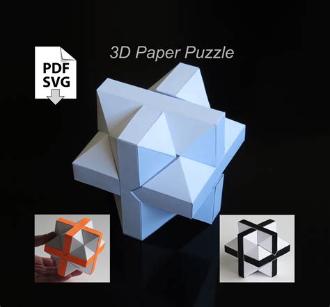 Papercraft Knot Star Interlocking Burr Puzzle Interactive Object Paper