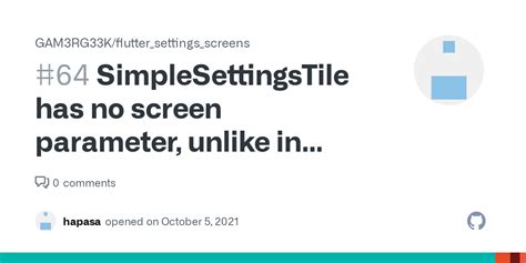 SimpleSettingsTile Has No Screen Parameter Unlike In Example Issue