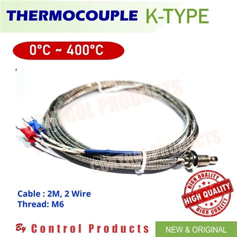 Jual Thermocouple Sensor Suhu Type K Kabel 2 Meter Drat M6 0 400 Deg C Shopee Indonesia