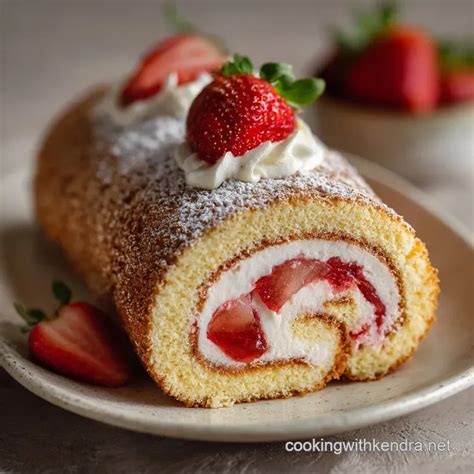 Strawberry Swiss Roll Light Fluffy Génoise Cake Recipe