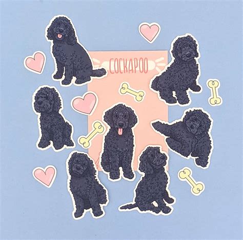 Black Cockapoo Stickers Cute Cockapoo T Dog Sticker Set Etsy
