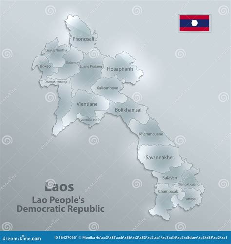 Laos Map Administrative Division Separates Regions And Names Individual Region Laos Flag
