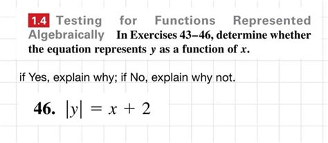 Solved 14 Testing For Functions Represented Algebraically