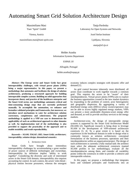 Pdf Automating Smart Grid Solution Architecture Design
