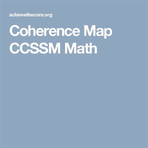 Coherence Map Ccssm Math Map Common Core State Standards Math
