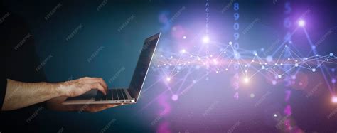 Premium Photo Big Data Technology Background Using A Laptop Against The Background Of