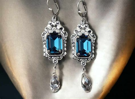 Halskette Mit Blauem Anhänger Kristallglas Edelstahl Toms Silver