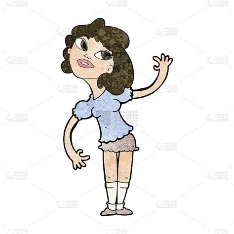 卡通女人挥舞着