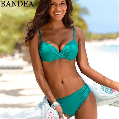 Bandea 2019 Bikini Sexy Push Up Swimsuit Solid Color Bikinis Women Plus