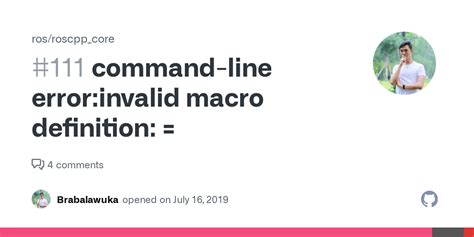 Command Line Error Invalid Macro Definition Issue Ros Roscpp Core GitHub