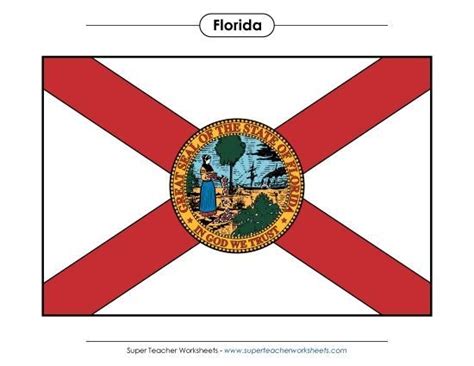 Florida State Flag Full Color Version Printable States Individual