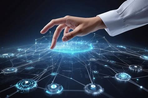Premium Photo Businessman Hand Touching Of Digital Data Network Transformation For Next