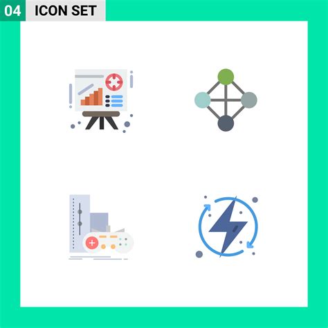 4 Universal Flat Icons Set For Web And Mobile Applications Graph Joystick Sales Topology