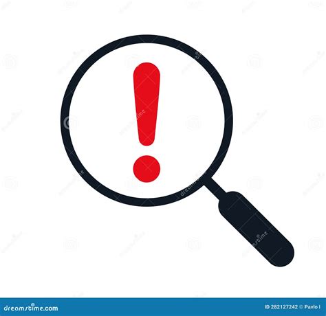 Magnifying Glass And Exclamation Mark Icon Caution And Alert Concept Vector Stock Vector