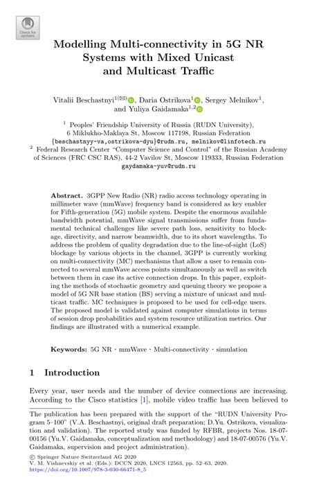 Pdf Modelling Multi Connectivity In 5g Nr Systems With Mixed Unicast And Multicast Traffic