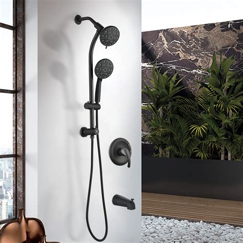 2 Spray Patterns 6 In Wall Mount Dual Shower Heads Shower System With 3 Setting Hand Shower