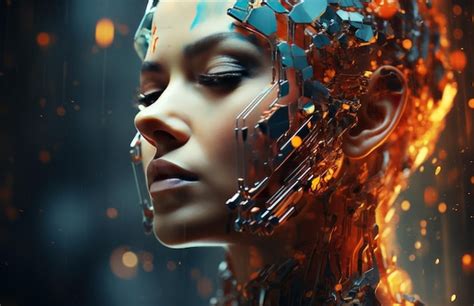 Premium Photo The Head Of An Android Made Of Coded