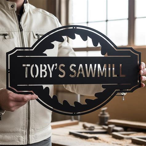 Custom Sawmill Name Sign Personalized Metal Shop Decor Woodworking