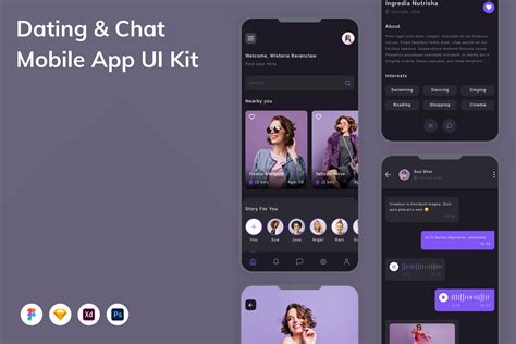 Dating And Chat Mobile App Ui Kit Graphic By Betush · Creative Fabrica