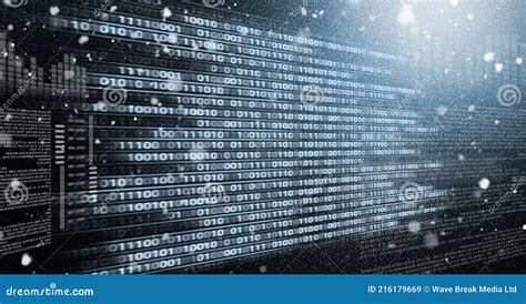 falling codes light trails over computer code program coding and technology concept stock