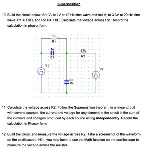 Superposition 10 Build The Circuit Below Set V To 1v At 10 Hz Sine Wave And Set V To 33v At