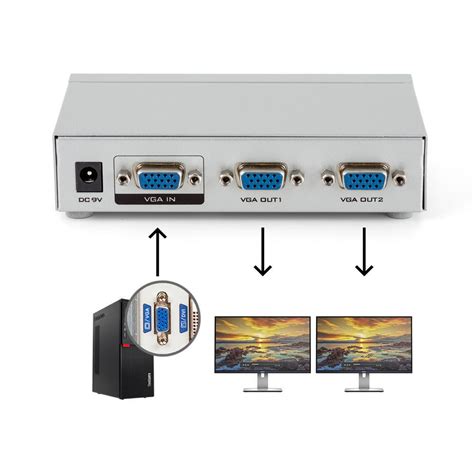 1X2 VGA Splitter 250MHZ 1 In 2 Out